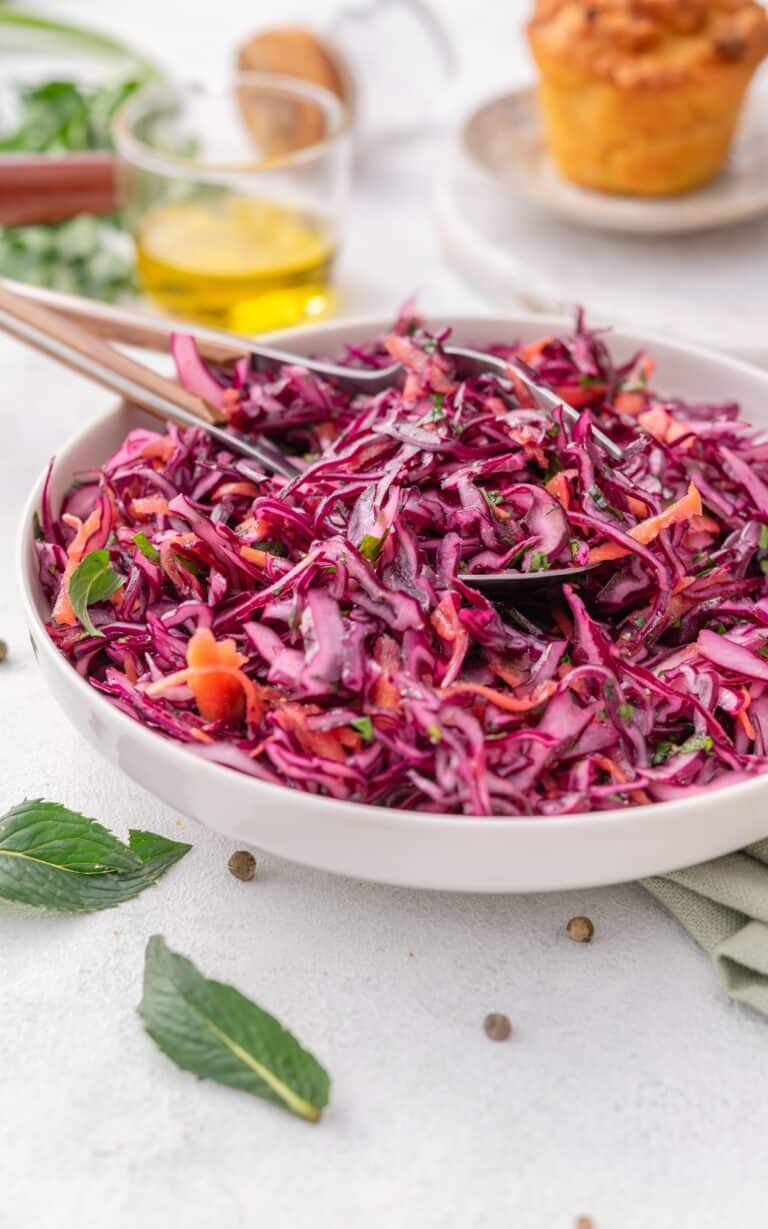 Quick Red Cabbage Slaw (no mayo) - Healthy Living James